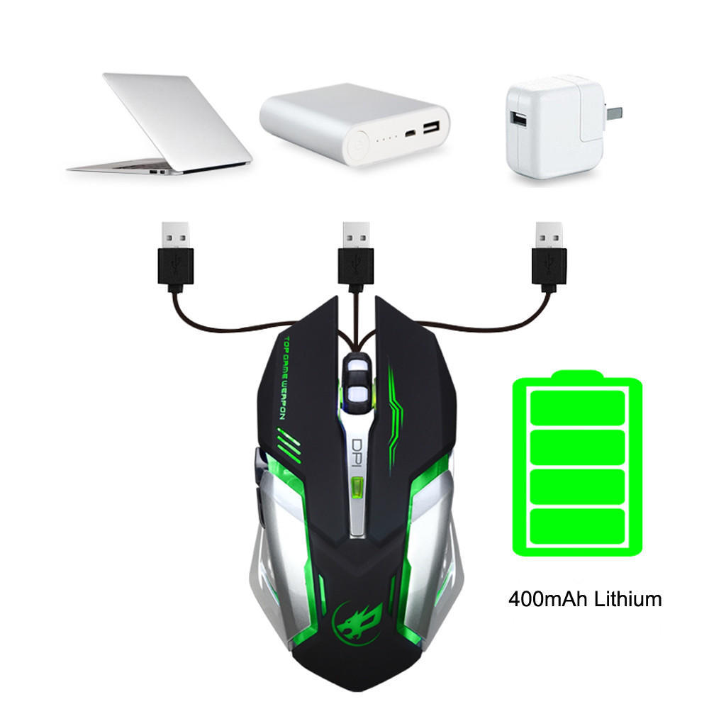 Buy QI Rechargeable Wireless Silent Mouse LED Backlit USB Optical ...