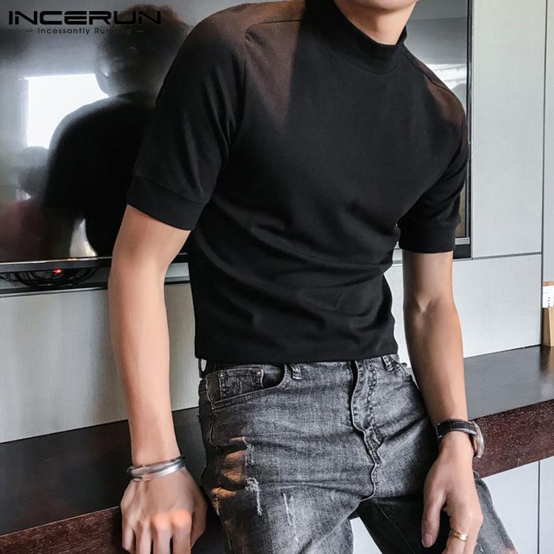 Buy INCERUN Summer Formal Mens Fashion Basics Short Sleeves T Shirts ...