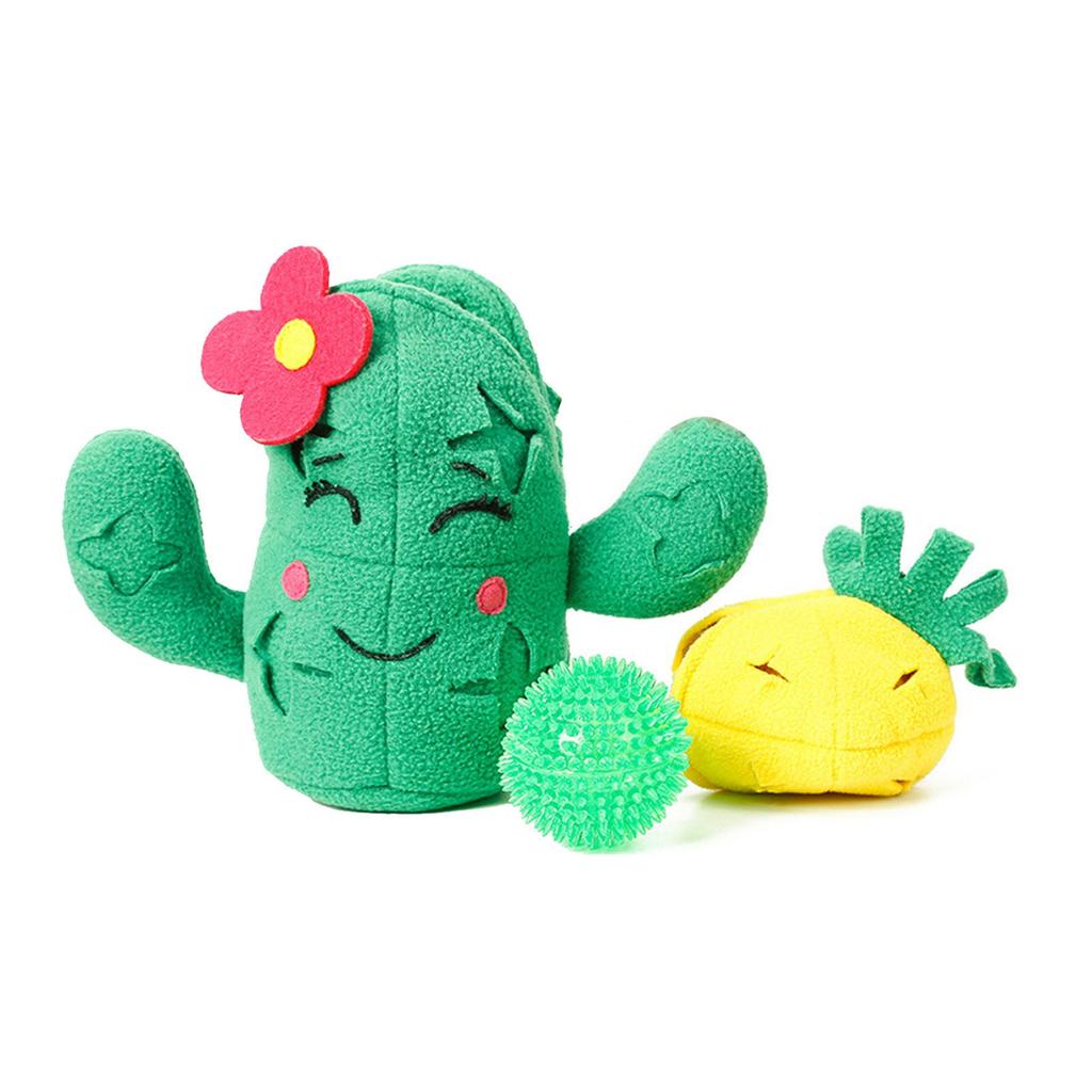 3-in-1 Dog Squeaky Toys Pet Interactive Cactus Chew Toy with Ball uygun ...