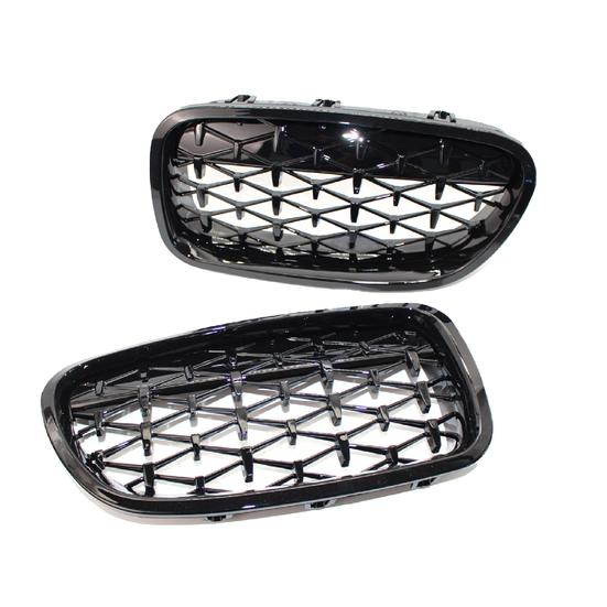 💰Köp billigt online 2Pcs Kidney Black Front Grill Grille Durable Gloss ...