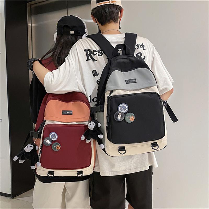 Buy Fashion Color Contrast Backpack College Schoolbag Simple Neutral ...