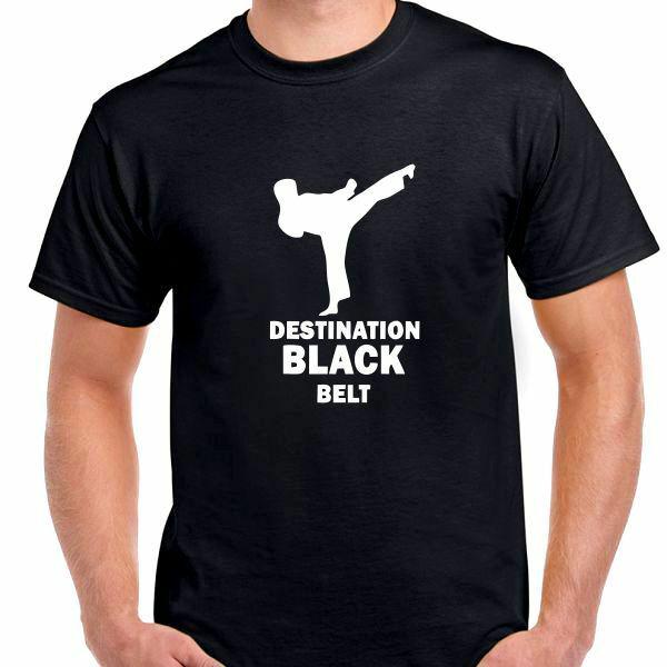 Buy Destination Black Belt Karate Fight Kick Mma T Print Shirt Men ...