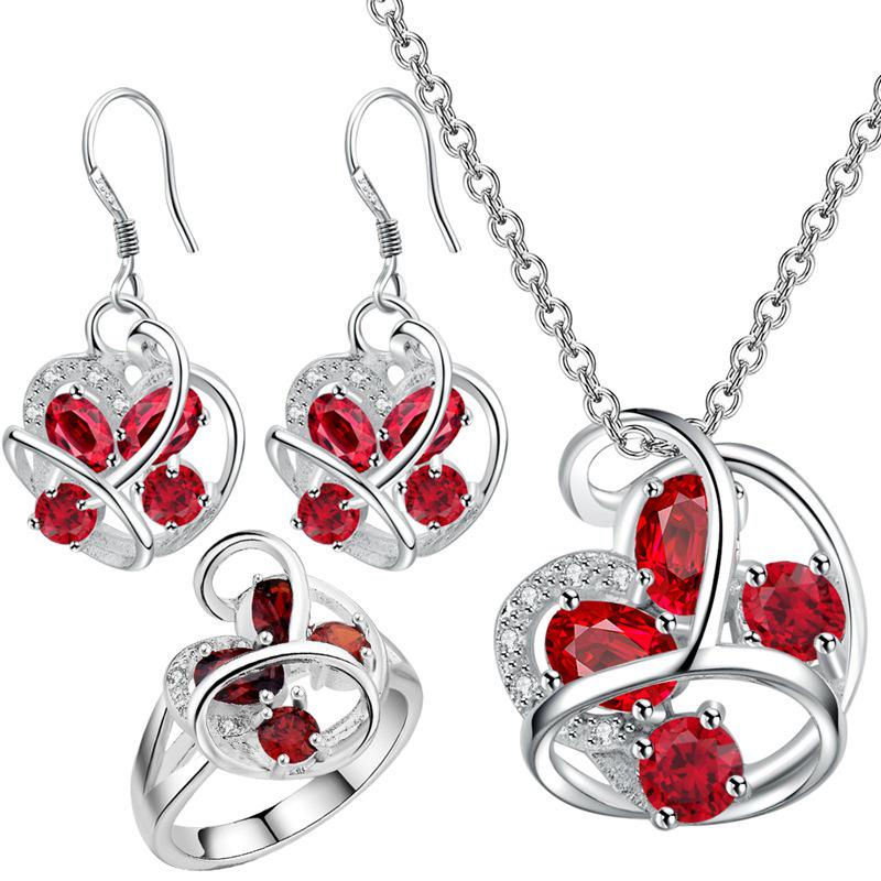 Buy Women Jewelry Sets Necklace Earrings Ring Bridal Wedding Crystal ...