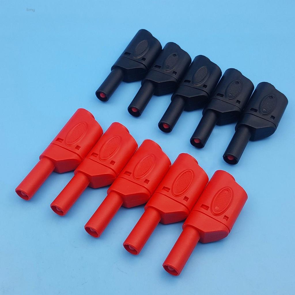 Pdtoweb 10pcs New Red Black Fully Insulated 4mm Male Stackable Banana ...