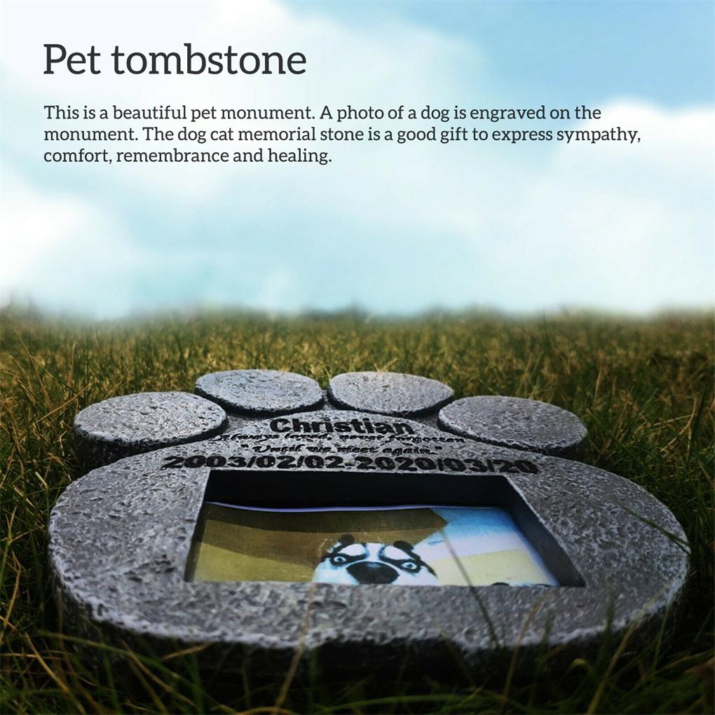Buy Pet Memorial Stone Outdoor Paw Printed Headstone Patio Resin ...