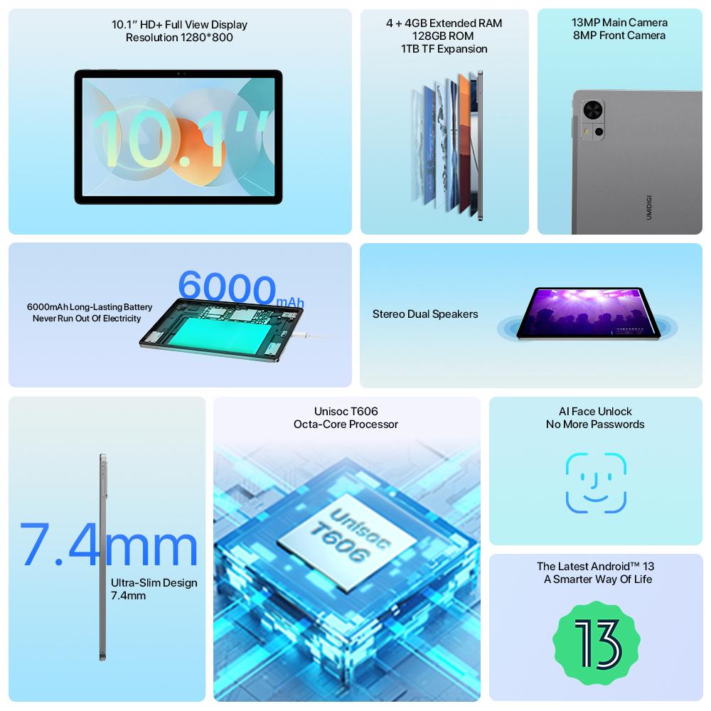 Buy UMIDIGI G5 Tab Tablet, Android 13,8GB(4+4GB) RAM,128GB ROM,6000mAh ...