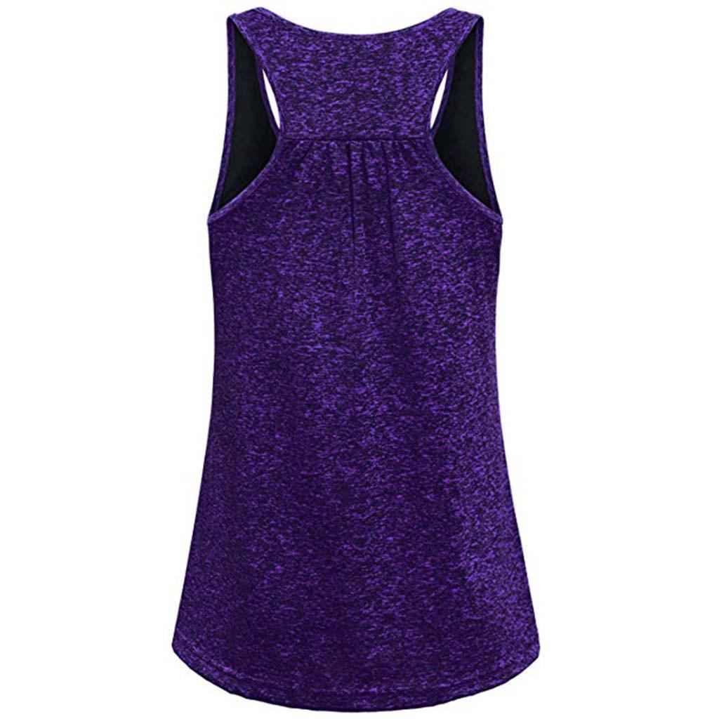 Buy Women Casual Sleeveless Sport Yoga Cool Dri Workout T-Shirt Blouse ...
