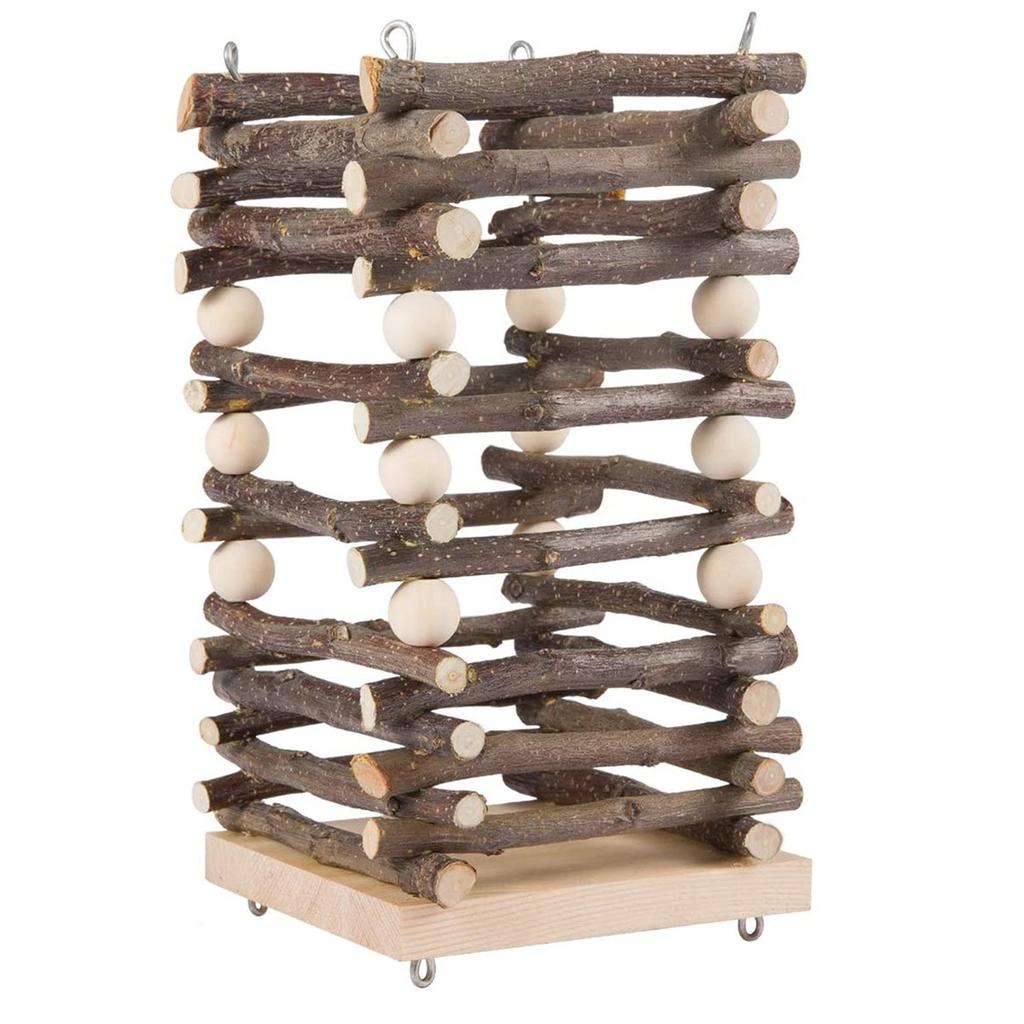 Apple Wood Rabbit Hay Feeder Standing Rack- Hangable Grass Shelf with 2 ...