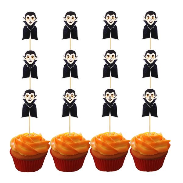 Buy 12pcs Cake Topper Paper Vampire Safe Creative Party Supplies ...
