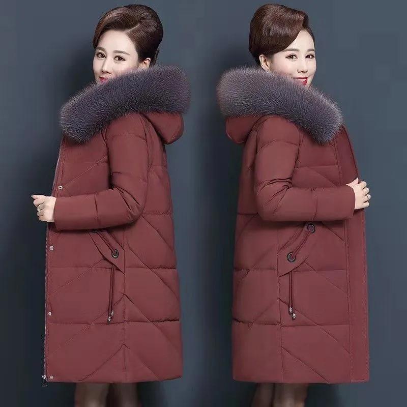 Buy Mid-length Cotton-padded Clothes Mother Middle-aged and Elderly Cotton-padded Jacket Women's ...