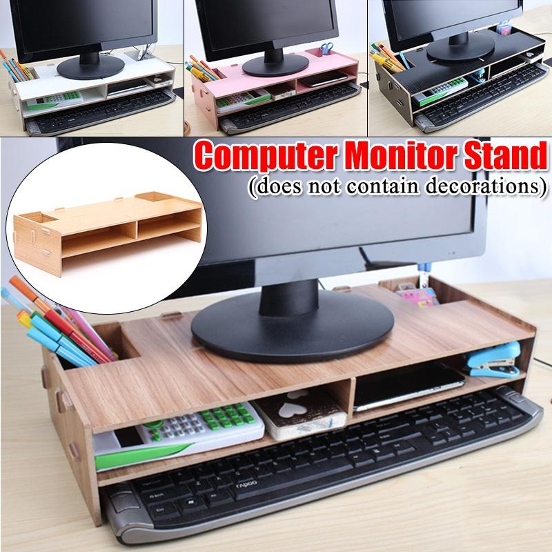 Buy Multi-function Wooden Monitor Stand Computer Monitor Desktop Holder ...