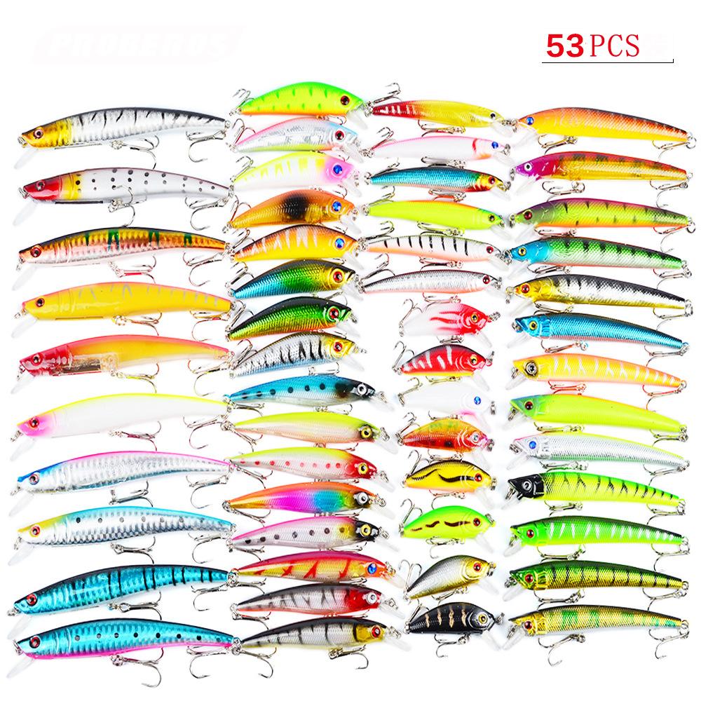 Buy 53pc Fishing Lure Set Fishing Hard Bait Mini Minnow Floating Swing Crankbait Crazy Wobblers ...