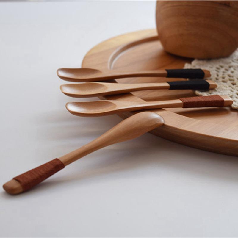 Cheap Wooden Spoon Small Flat Spatula Spoon Wrapping Thread Dessert ...