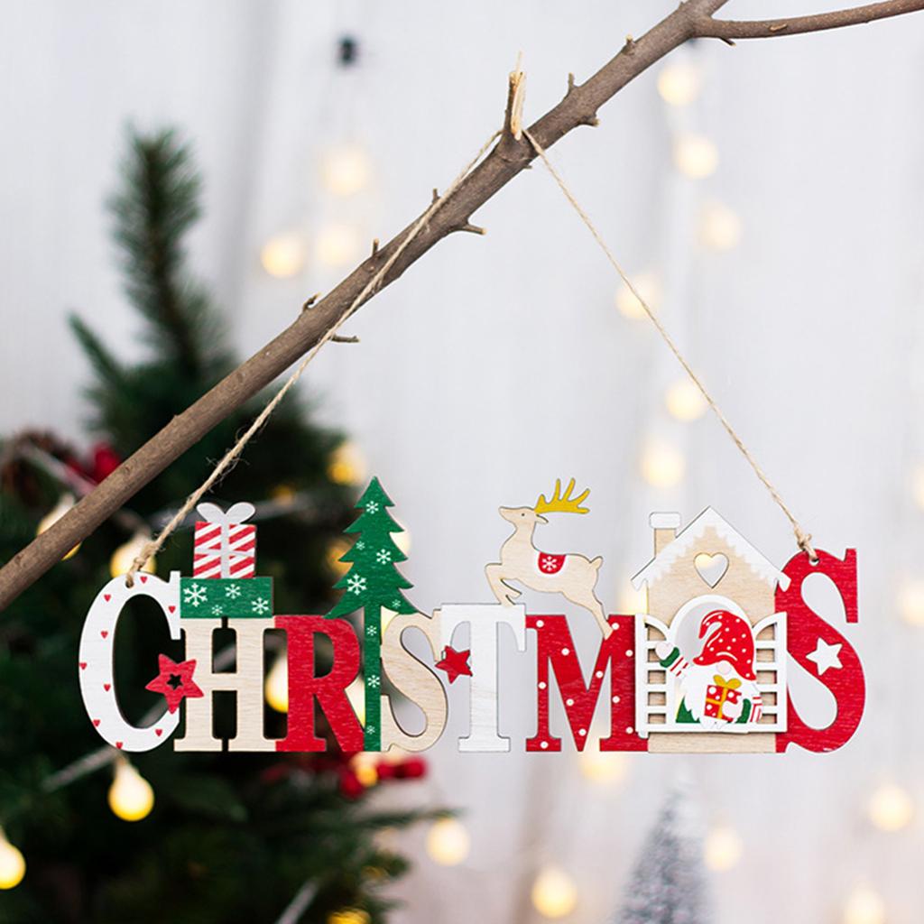 Wood Christmas Welcome Sign Hanging Plaque Xmas Tree Decor Ornament for ...