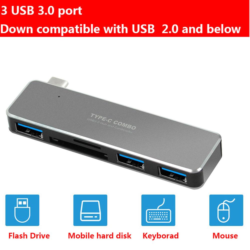 Buy 5 In 1 Type C Computer Peripherals USB 3.0 Card Reader USB Hubs ...