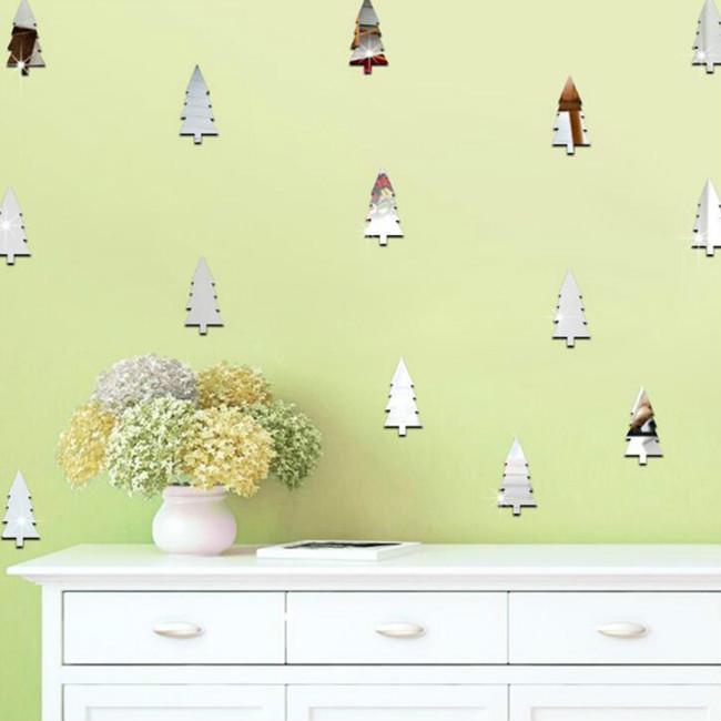 Buy Pine Trees Mirror Wall Stickers Kids Bedroom Acrylic Christmas ...