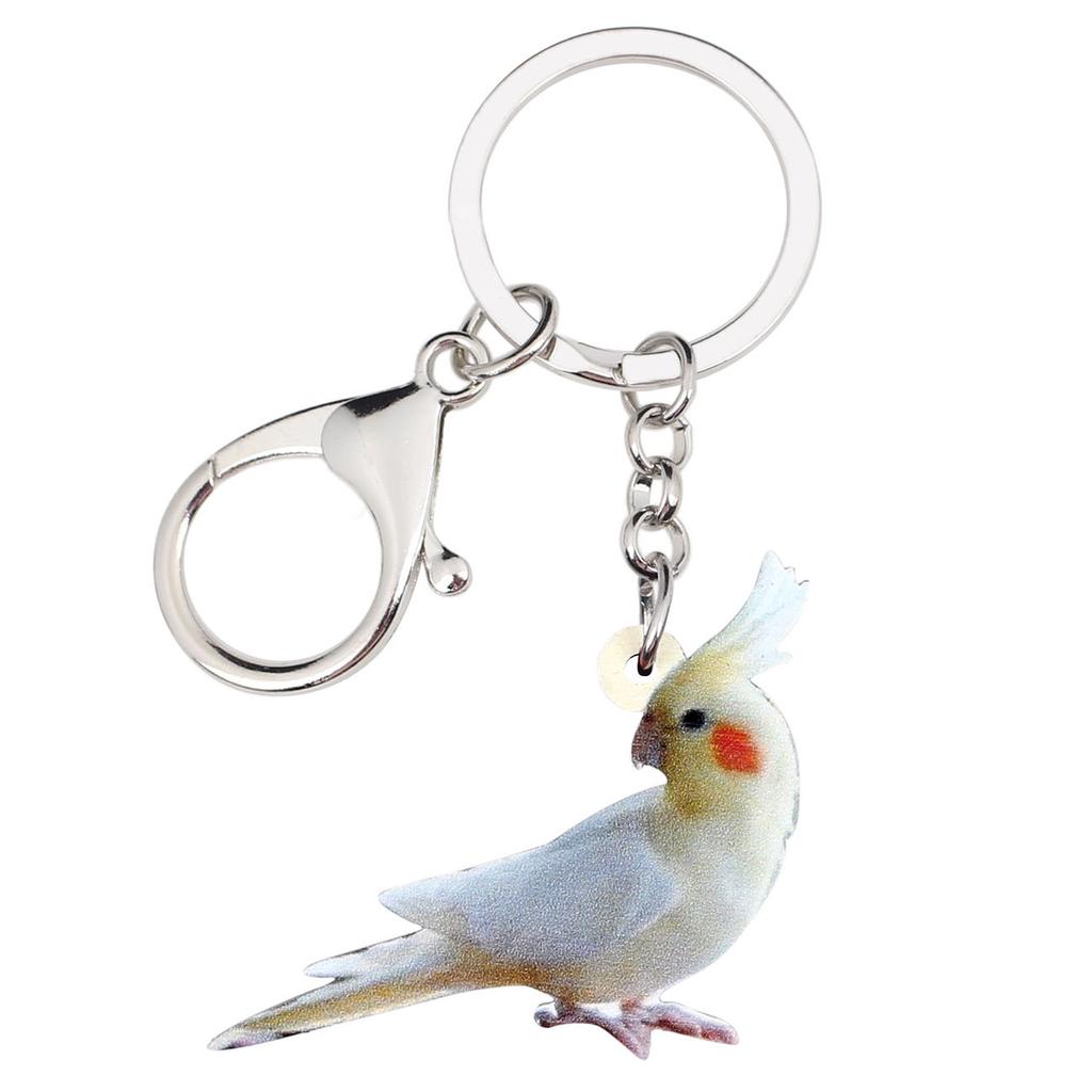 Buy Acrylic Cockatiel Parrot Bird Key Chains Ring Keychains Animal ...