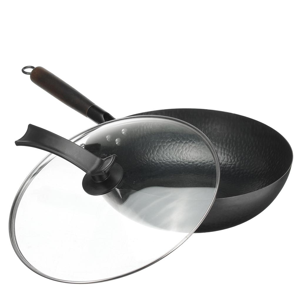 Buy 32cm Handmade Chinese Iron Frying Pan No-Coating Kitchen Wok ...