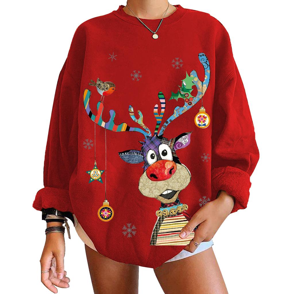 Cheap Christmas Sweatshirt Women Christmas Deer Print Sweatshirt Women ...