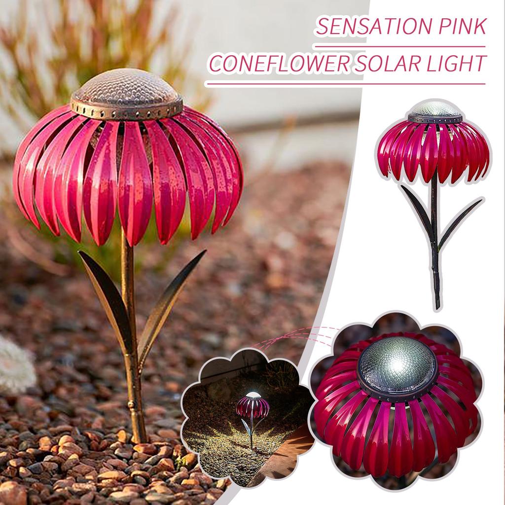 Sensation Pink Coneflower Solar Light Metal Flowers For Garden Flower ...