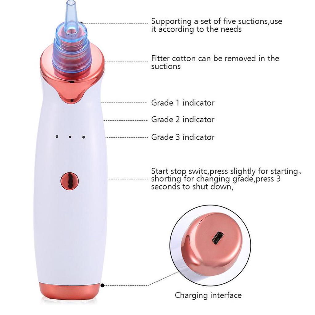 Buy Electric Facial Pore Cleaner Acne Blackhead Removal Machine USB ...
