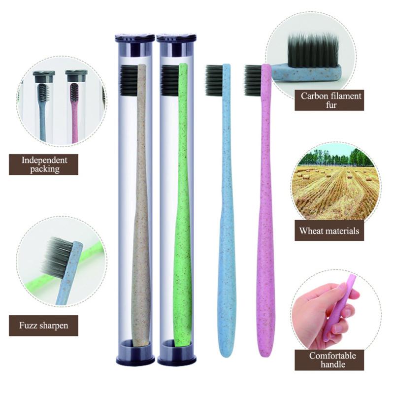 Buy Wheat Straw Toothbrush Small Head Bamboo Charcoal Soft Toothbrush ...