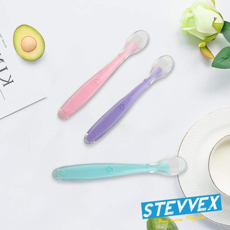 Buy Baby Soft Silicone Spoon Color Temperature Sensing Spoon Children ...