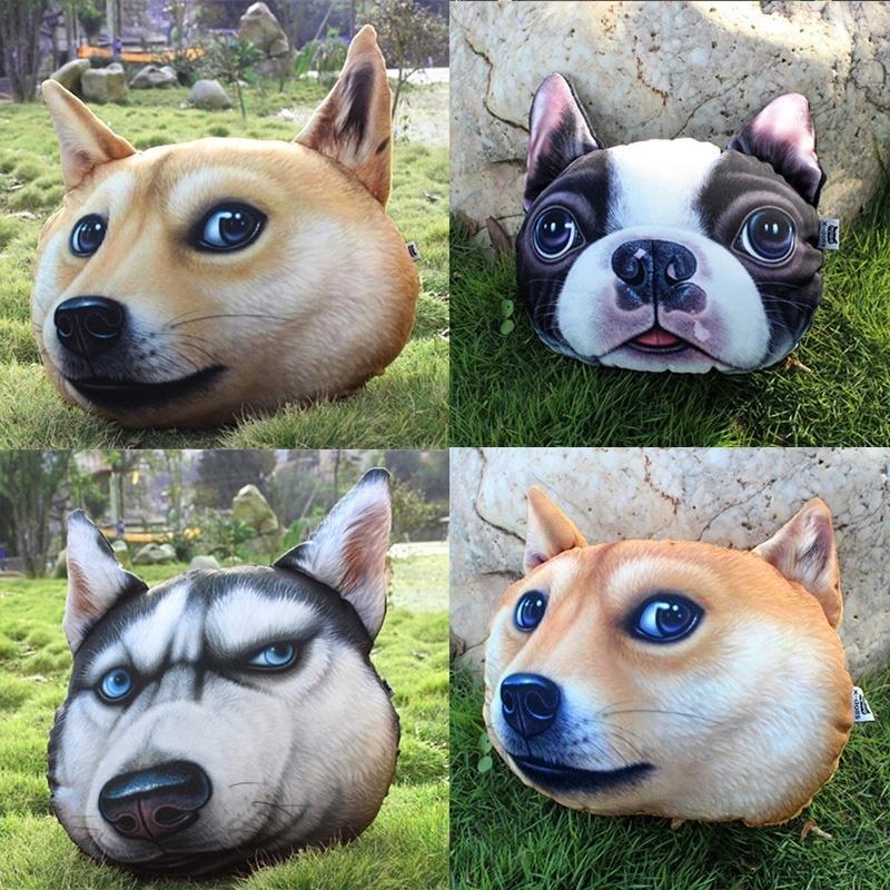Lovely Funny Doge Plush Pillow 3D Simulation Shiba Inu Cushion Dog Head ...