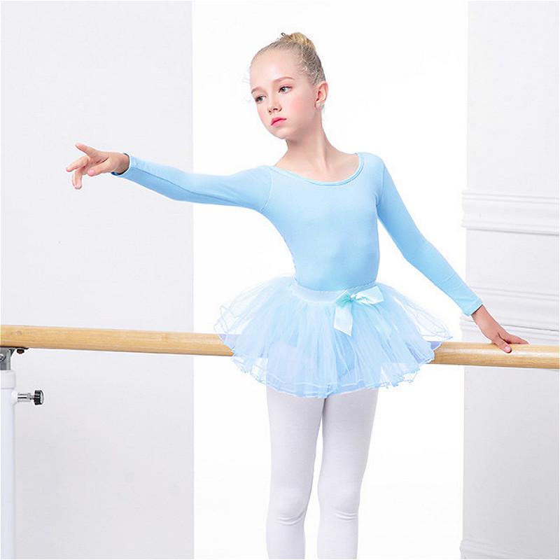 Girls Long Sleeve Ballet Dance Leotard Tutu Dress Princess Gymnastics ...