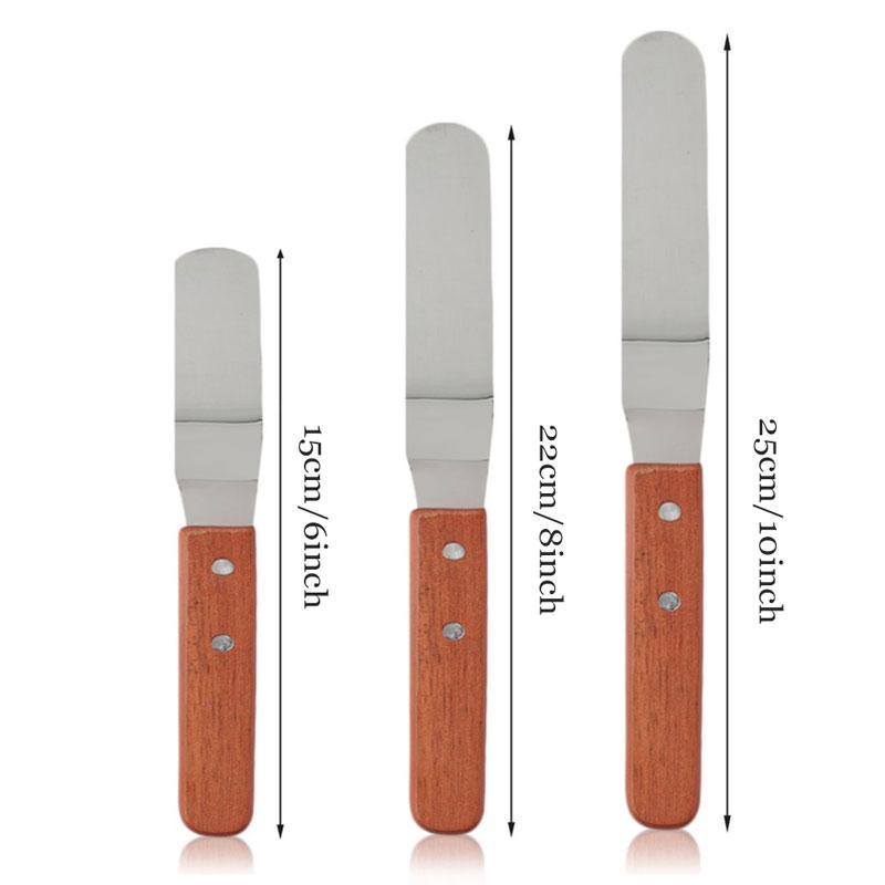 Buy Stainless Steel Cream Cake Knife Wood Handle Butter Spatula Knife ...