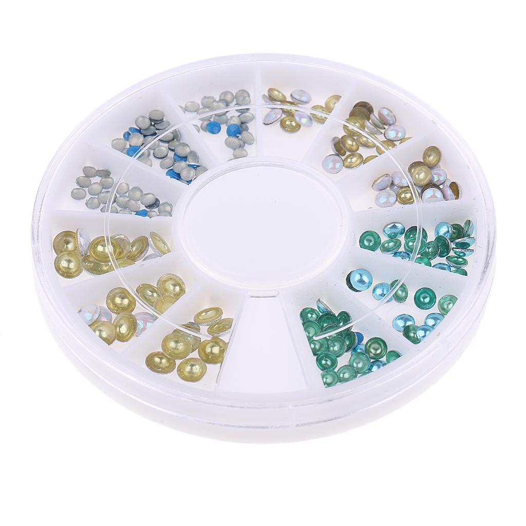 Buy Box Assorted 12 Color Flat Back Acrylic Crystal Embellishments Nail ...