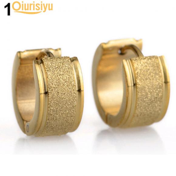 1 Pair Titanium Steel Dull Polish Hoop Huggie Earrings Ear Studs ...