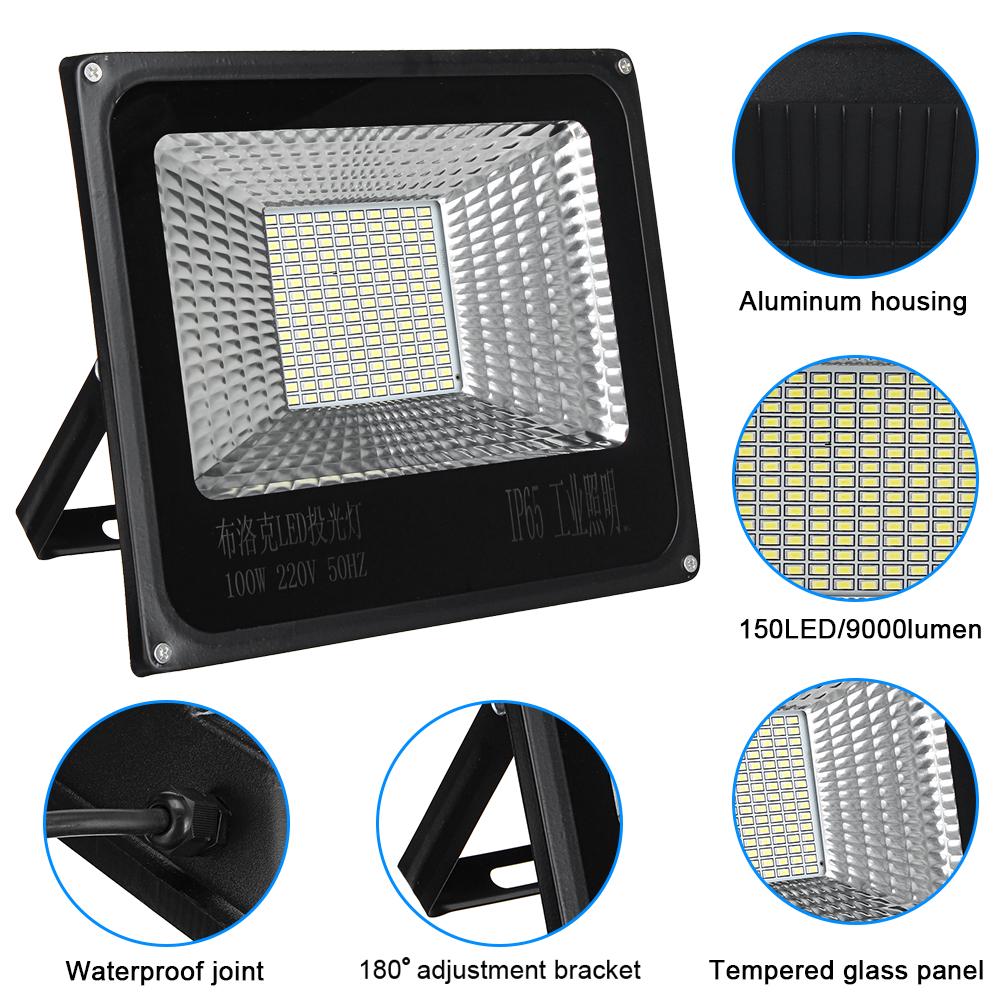 150 LED FloodLight 100W 900LM Reflector LED Flood Light Waterproof IP65 ...