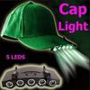 5 LED Cap Hat Brim Clip Lamp Head Light Headlight Headlamp Camping ...