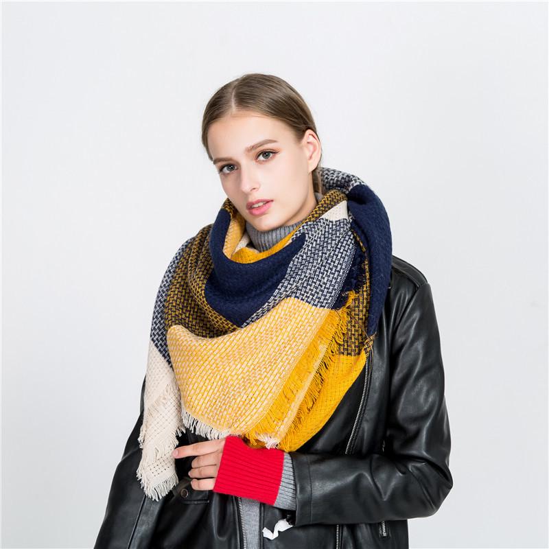Buy Imitation Cashmere Color-blocking Scarf Retro Thick Warm Square ...
