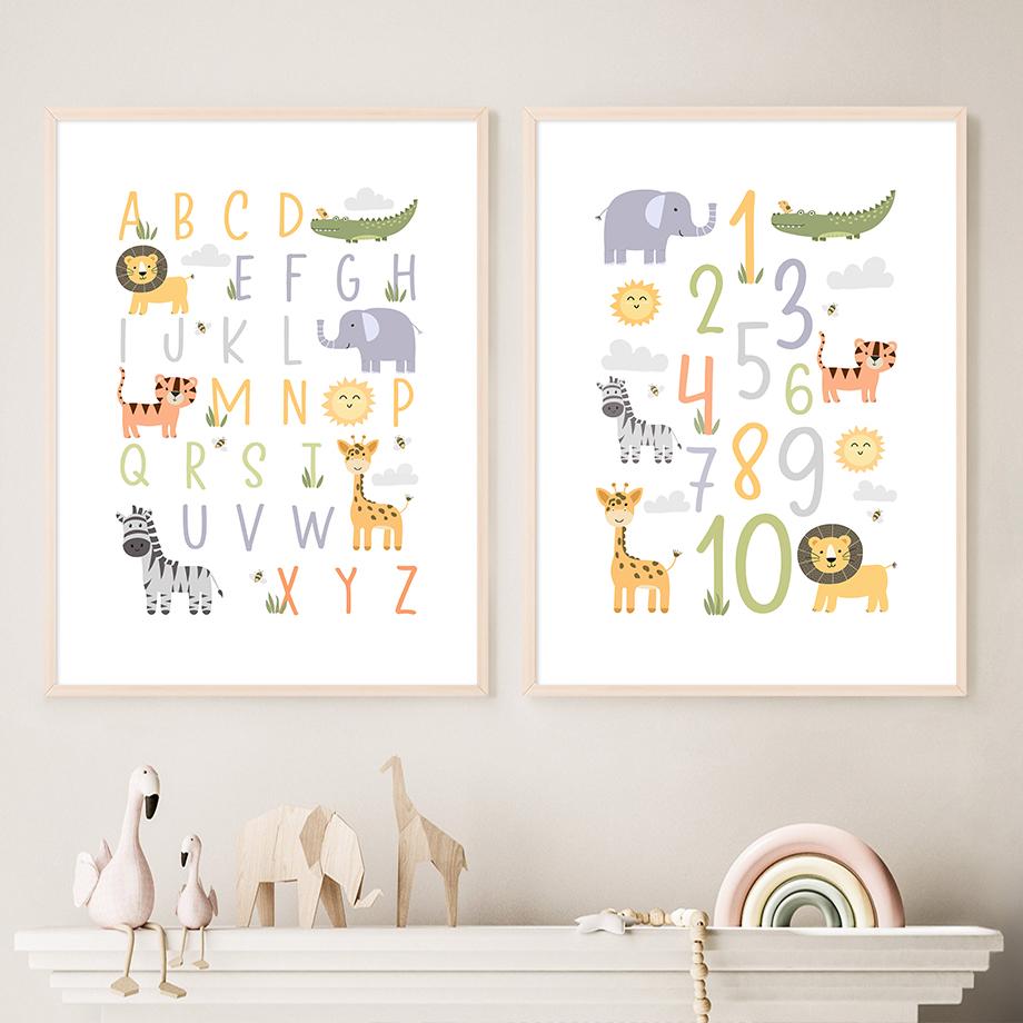 Satın alın Number Math Alphabet Abc Letter Lion Zebra Giraffe Cute ...