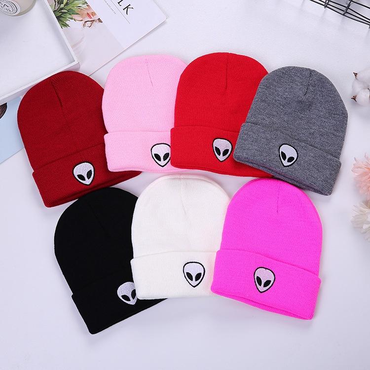 Buy Fall Winter Warm Embroidery Alien Unisex Cap Beanies Caps Hip Hop ...