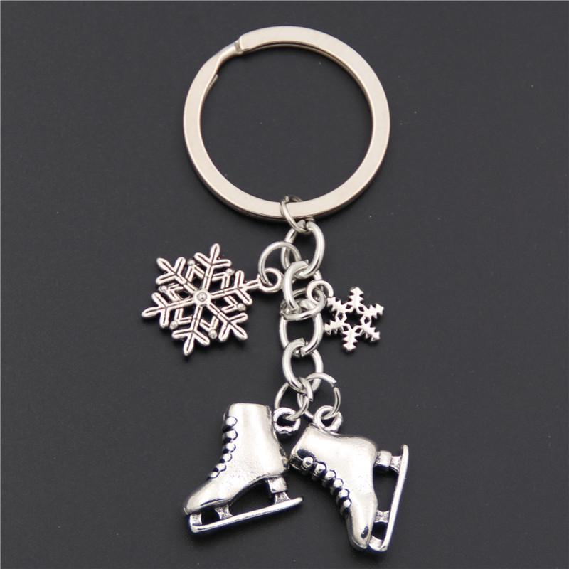 Buy 1pc Silver Color Ice Skates Snowflake Pendant Key Ring Skating Key ...