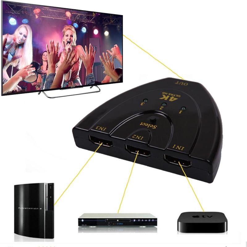 Buy HDMI Switch 3 Port Connect HUB 3 In 1 Splitter Converter Adapter 4K ...