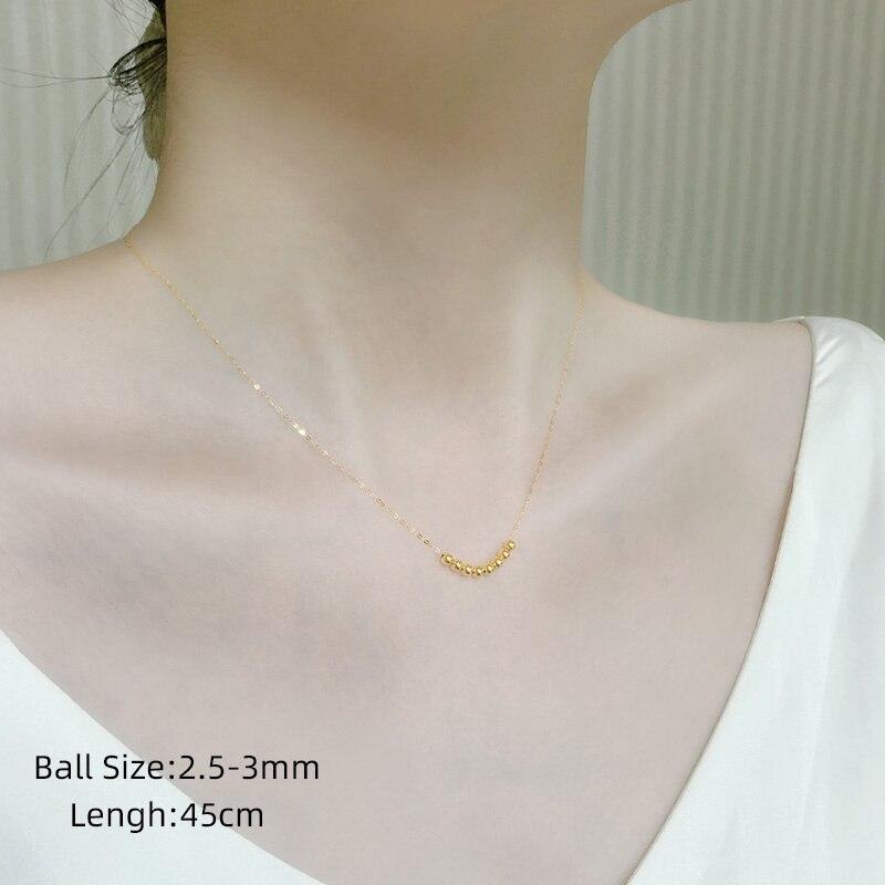 Buy Pure 18K Gold Necklace Pendant AU750 Small Gold Ball 3mm Necklace ...