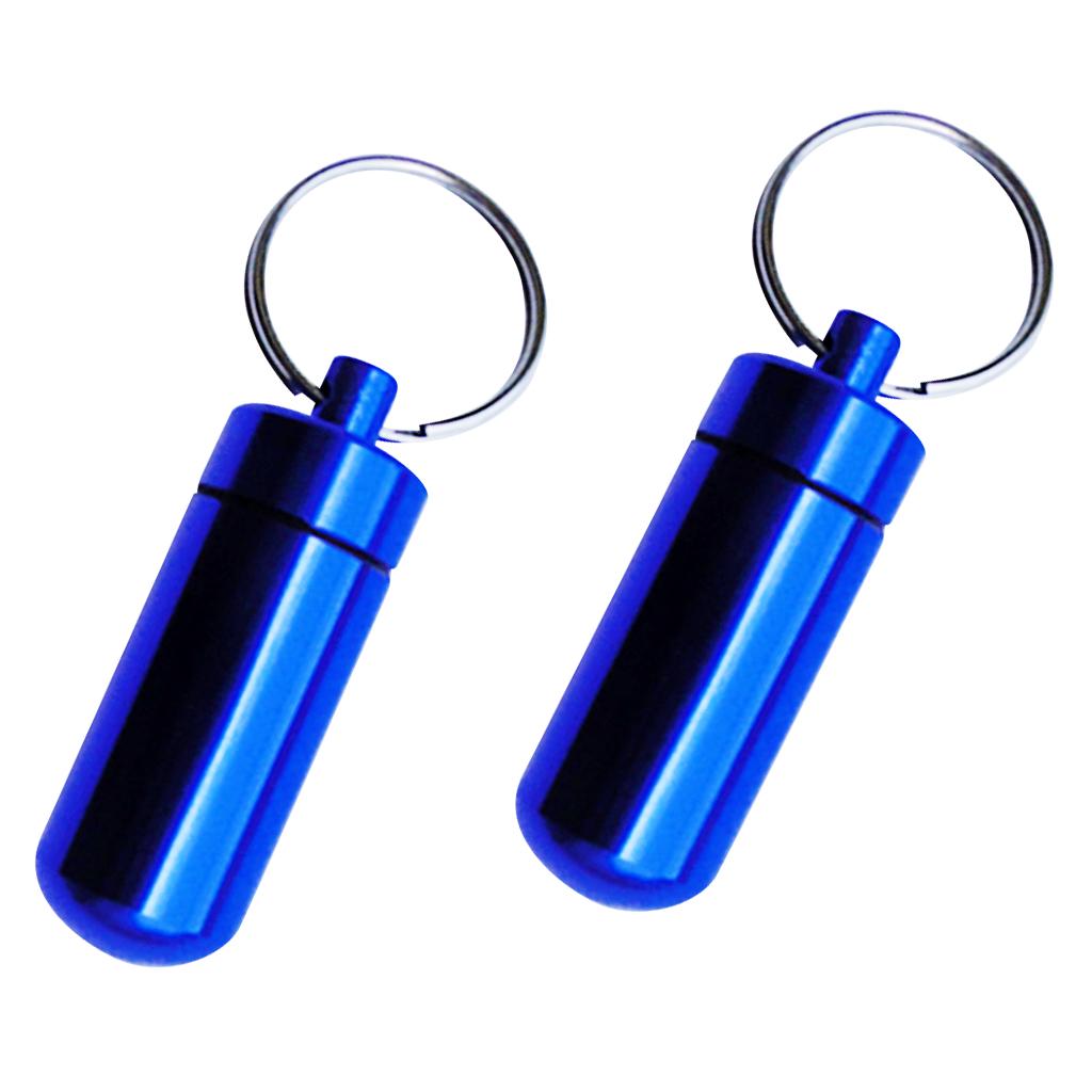 Buy 2 Pack Waterproof Pill Box Case Holder Container Capsule Key Ring ...