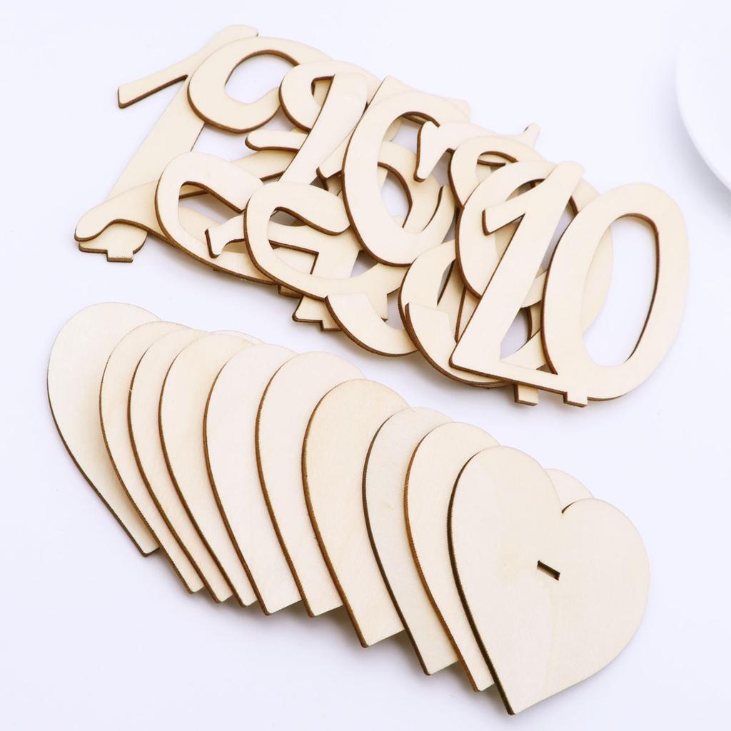 Buy 10pcs 1-10 Wooden Table Numbers with Heart Shape Holder Base for ...