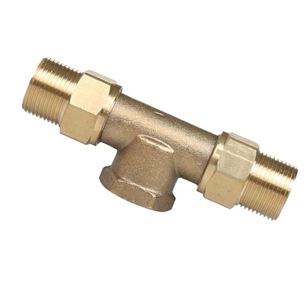 T Shaped Tee Coupling Outlet Brass Pressure Washer Pipe Fitting Adapter ...
