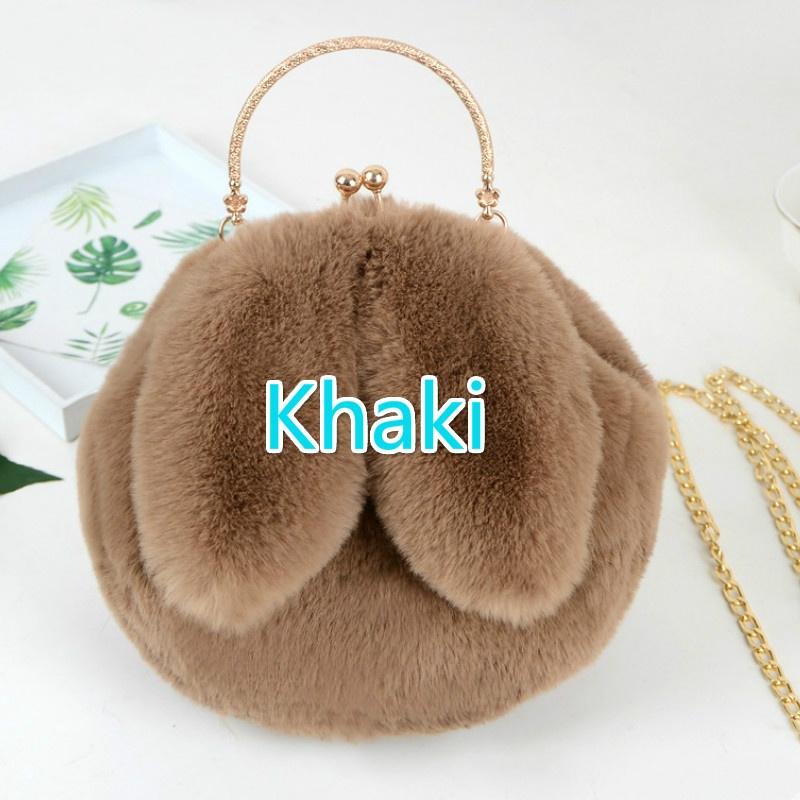 Buy Women Girls Faux Fur Handbag Tote Shoulder Bag Fluffy Furry Bunny ...