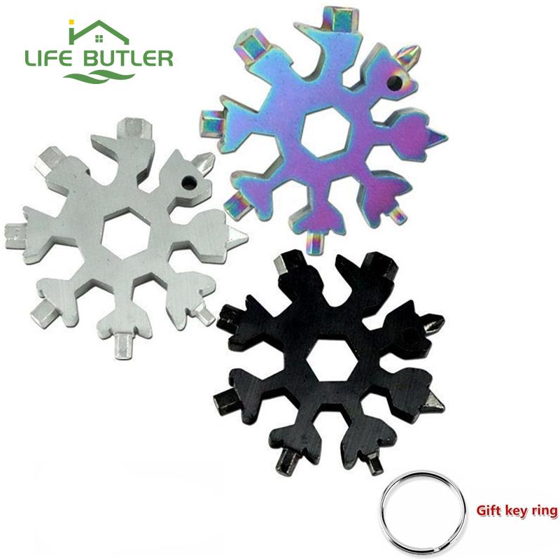Buy 18 In 1 Snowflake Multi Multifunctional Tool Key Ring Spanner Hex ...