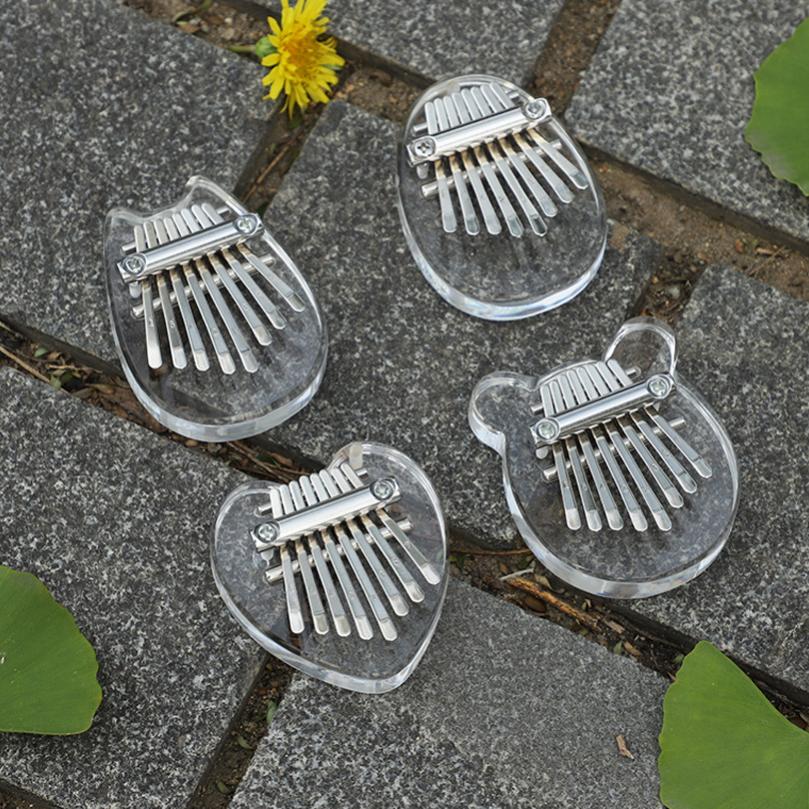 💰Kjøp Mini 8 Key Kalimba Crystal Transparent Thumb Piano Bear Heart Cat ...