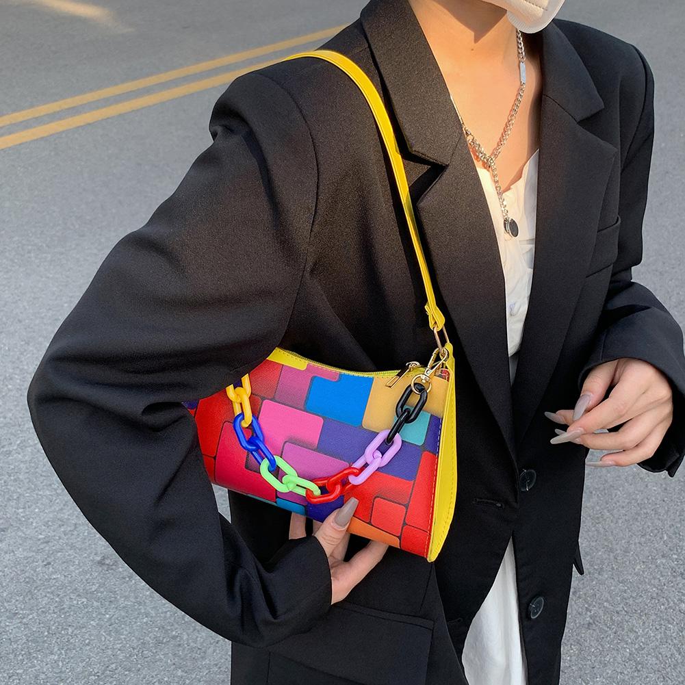 Cheap Fashion Geometric Hit Color Clutch Bag Leather Women Casual ...
