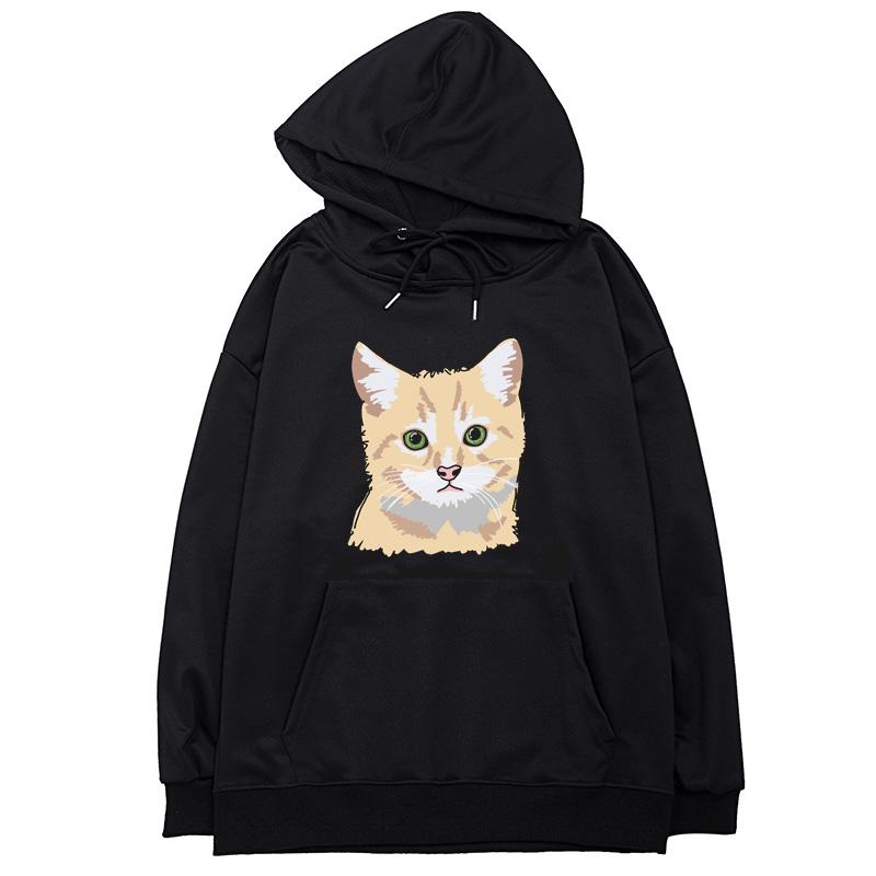 Satın alın Autumn Orange Cat Print Unisex Hoodie Drawing Pocket ...
