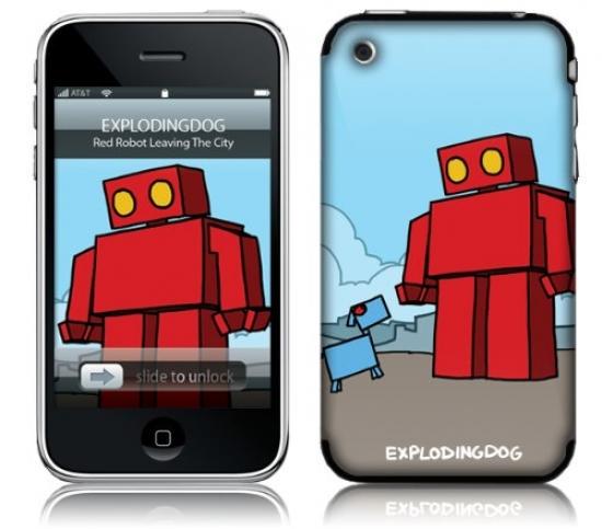 Cheap Musicskins explodingdog red robot skin for iphone 2g/3g/3g s | Joom