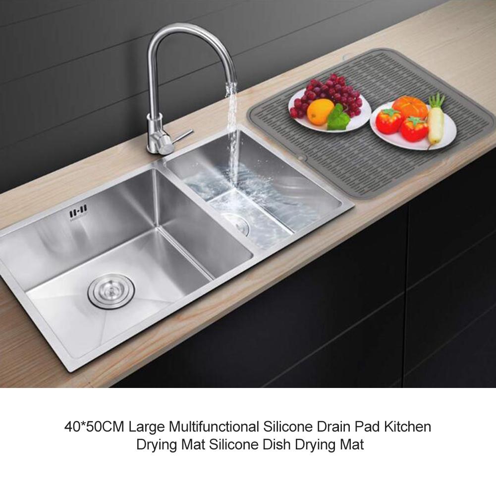 Buy 40*50CM Large Multifunctional Silicone Drain Pad Kitchen Drying Mat ...